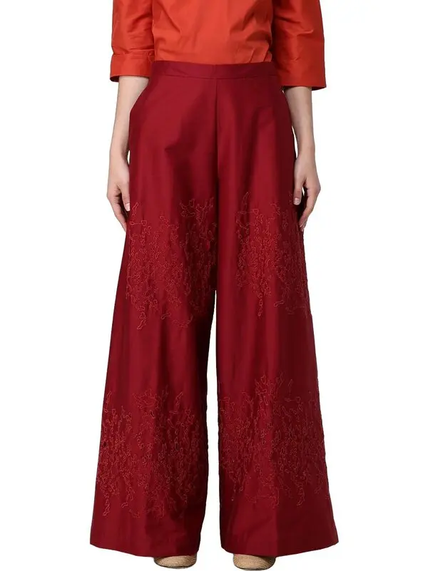 Liviana Conti High-waisted Embroidered Cotton Palazzo Pants - Coral