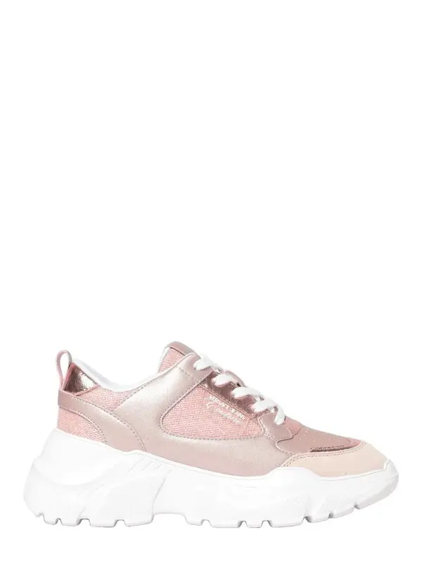 Versace Leather And Lurex Mesh Low Top Sneakers - Pink