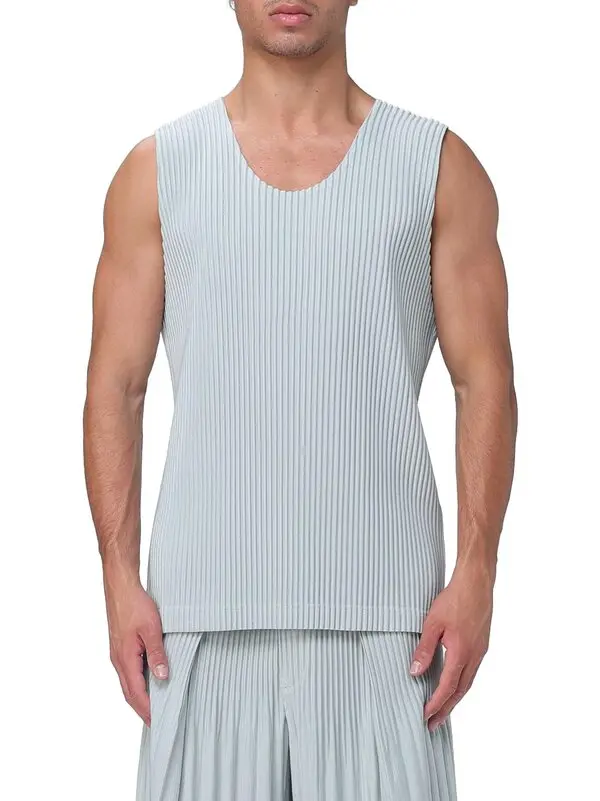 Issey Miyake Homme Plissé Pleated Technical Crêpe Tank Top With U-neck - Grey