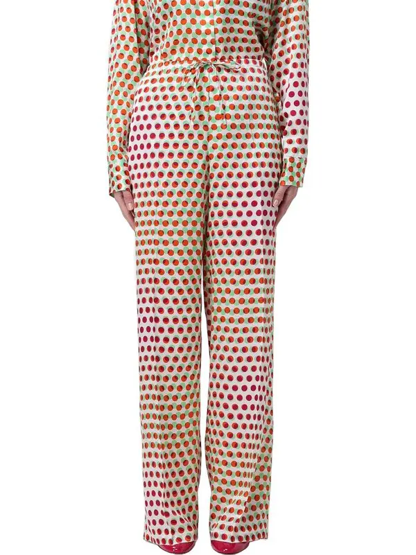 Dries Van Noten Polka Dot Print Silk Palazzo Trousers - Ecru