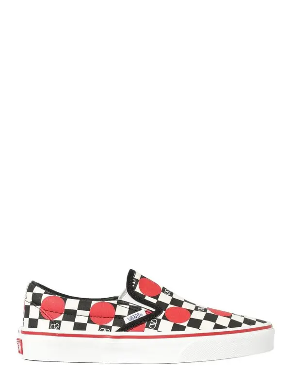 VANS Valentino Garavani X Checked And Polka Dot Slip-on Sneakers - Red