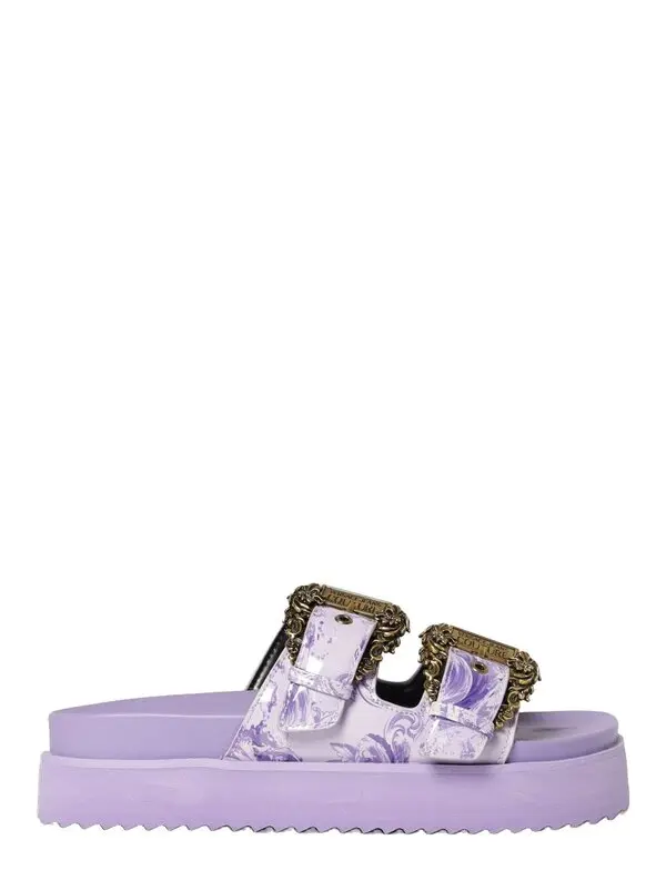 Versace Patent Leather Baroque Print Sandals - Violet