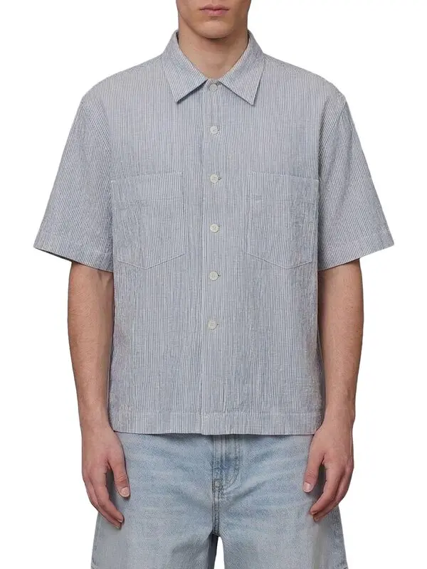SUNFLOWER Striped Stretch Cotton Shirt - Blue