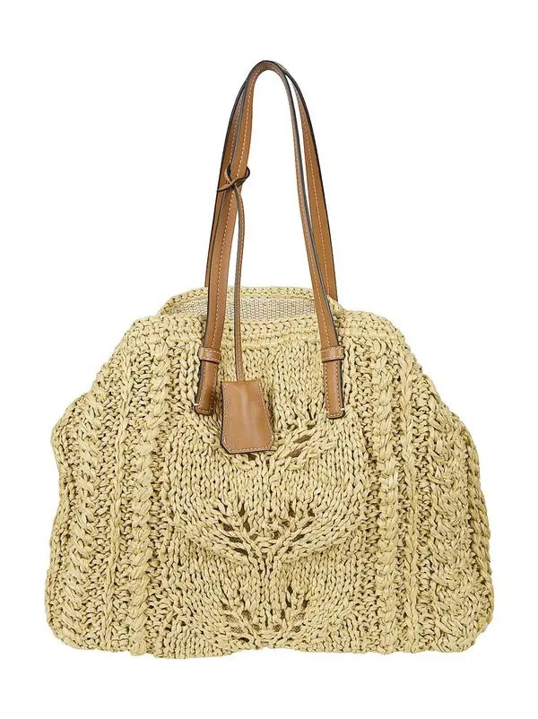 Ermanno Scervino Crocheted Raffia Shoulder Bag - Nude