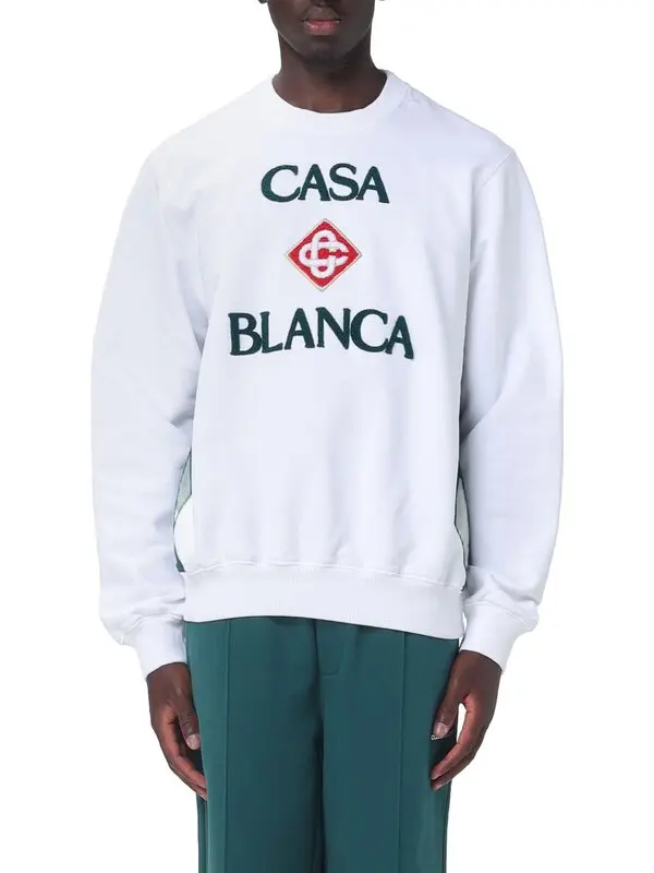 Casablanca Relaxed Fit Cotton Crewneck Sweatshirt With Logo Print - Green