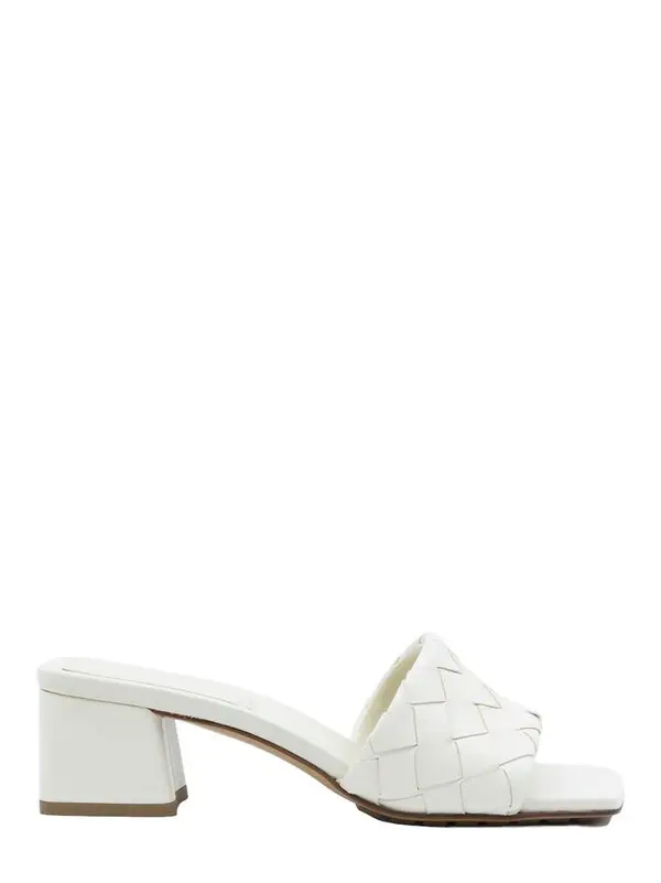 Bottega Veneta Parco Woven Lambskin Leather Mules - White
