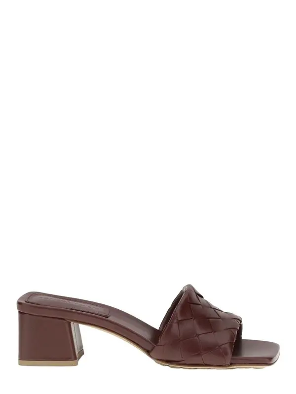 Bottega Veneta Parco Woven Lambskin Leather Mules - Wine