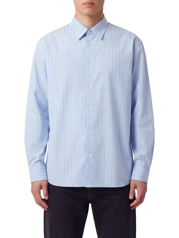 Dries Van Noten Striped Cotton Shirt - Blue