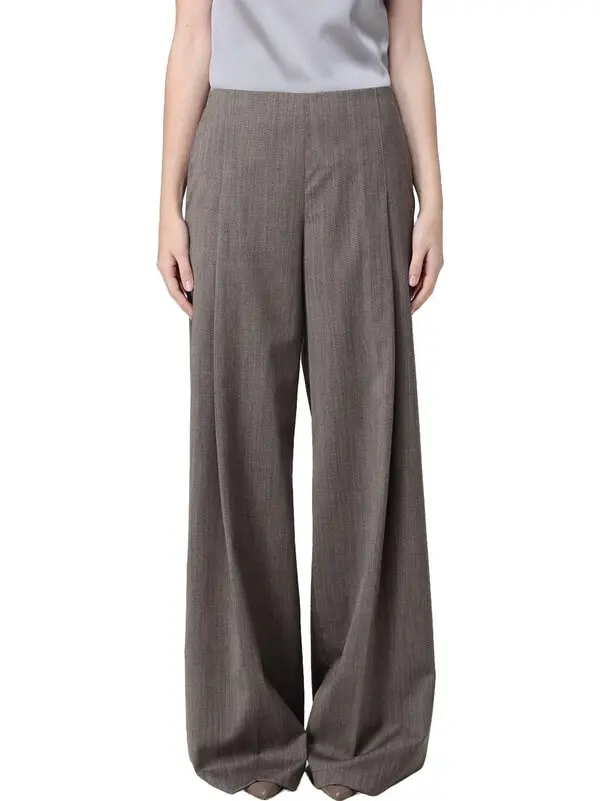 Emporio Armani Wide-leg Trousers In Virgin Wool - Nude