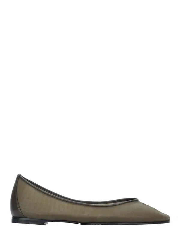 Jacquemus Nylon Ballet Flats With Almond Toe And Lambskin Leather Interior - Kaki