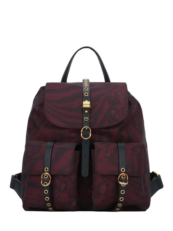 Pinko Medium Animal Print Nylon Backpack - Red