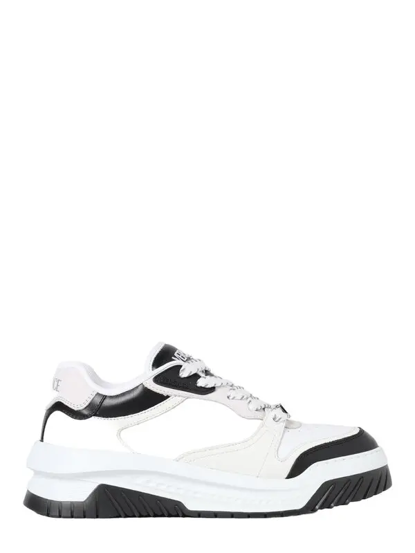 Versace And White Leather Trainers - Black