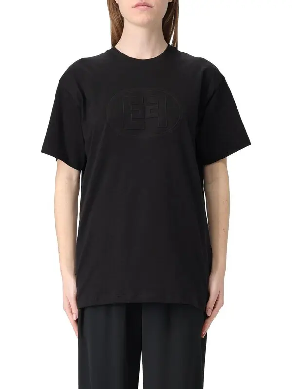 Elisabetta Franchi T-shirt With Embossed Logo - Black