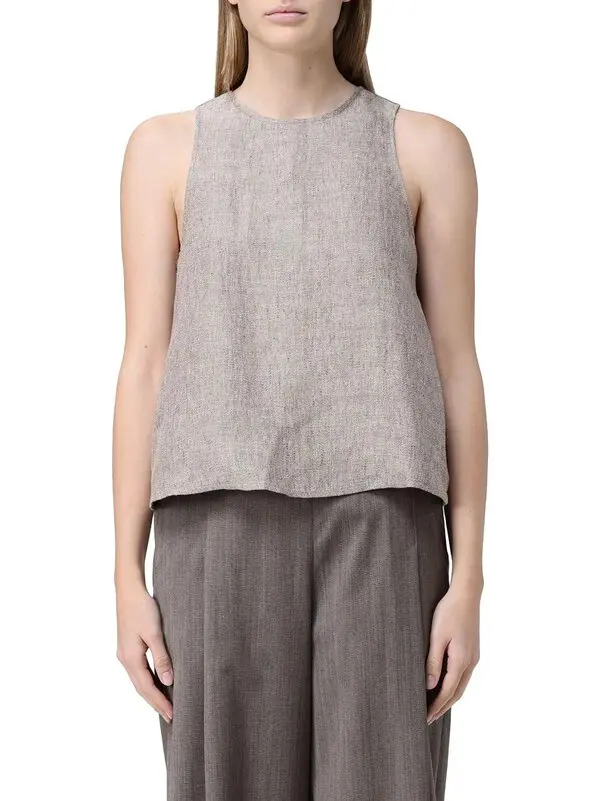 Emporio Armani Sleeveless Linen Top - Nude
