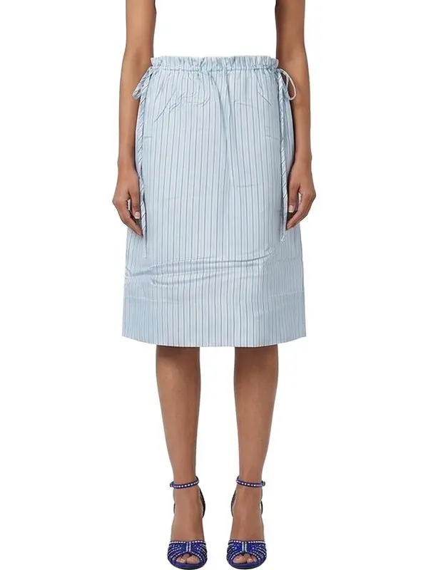 TOTEME Striped Silk Midi Skirt - Ice