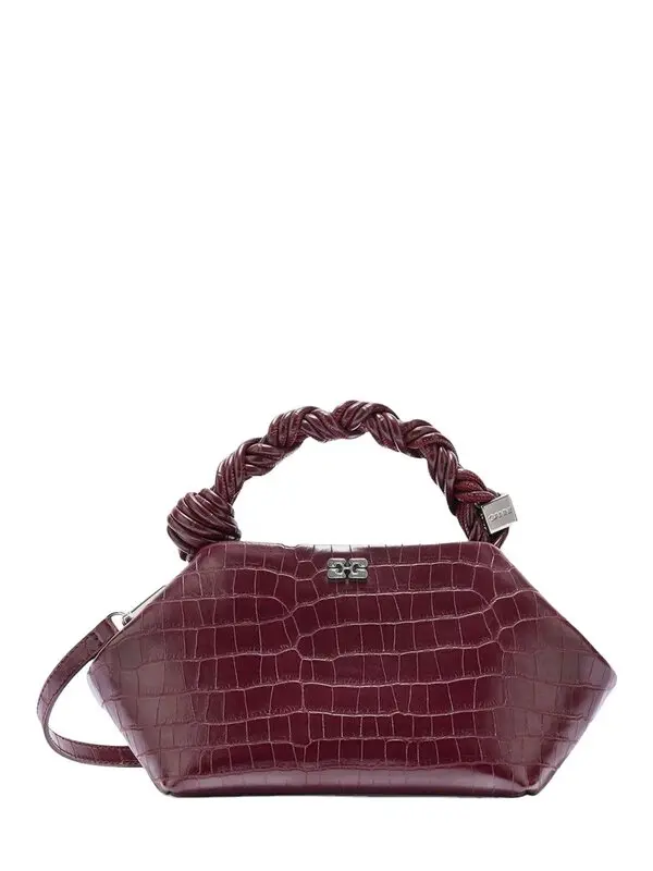 GANNI Recycled Leather Blend Crocodile Print Bou Bag - Red