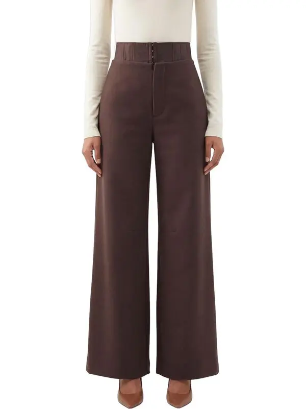ROTATE BY BIRGER CHRISTENSEN Tailored Wide Leg Trousers - Brown