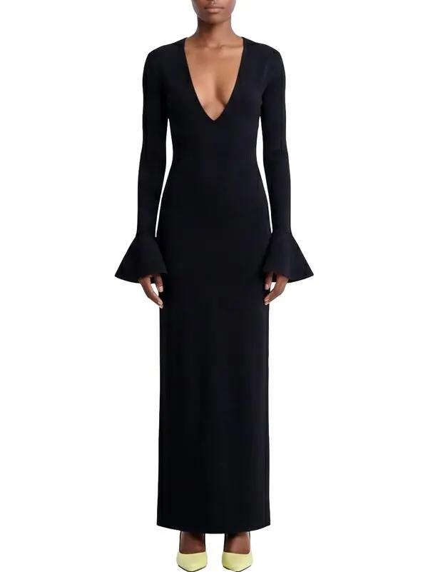 Solace London Crêpe Long Dress - Black