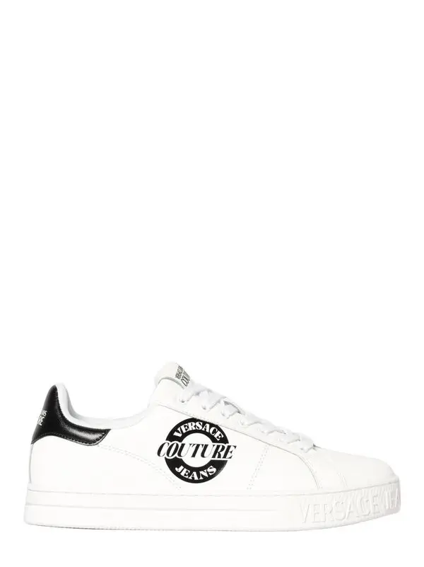 Versace Leather Sneakers With Logo - White 1