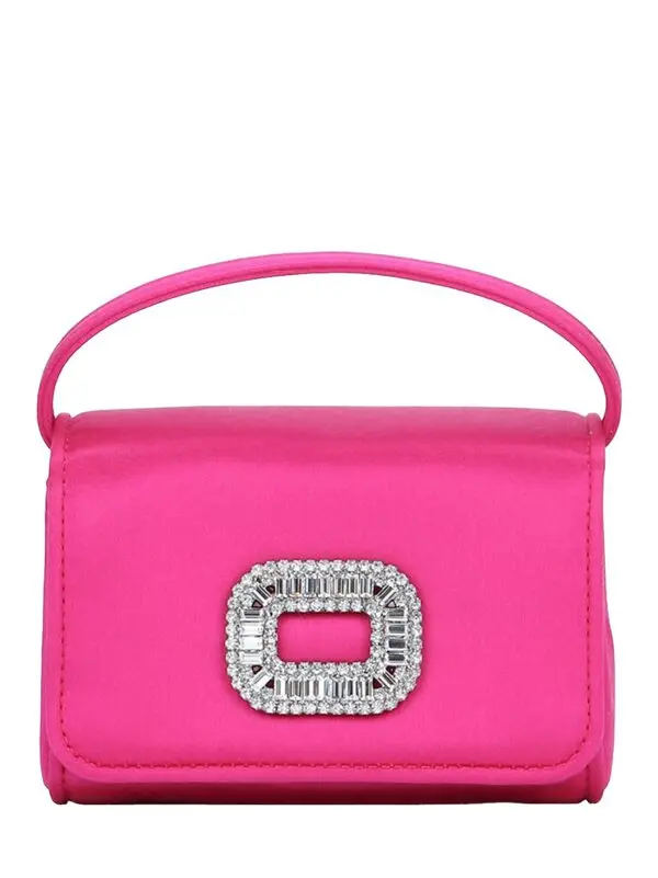 ROGER VIVIER Pilgrim Satin Mini Handbag With Jewel Buckle - Fuchsia