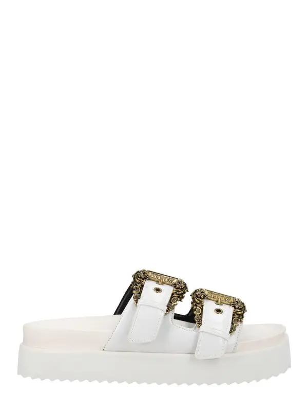 Versace Patent Leather Buckled Platform Sandals - White
