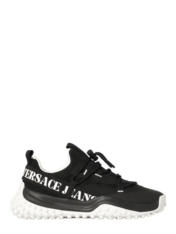 Versace Mesh And Leather Sneakers - Black