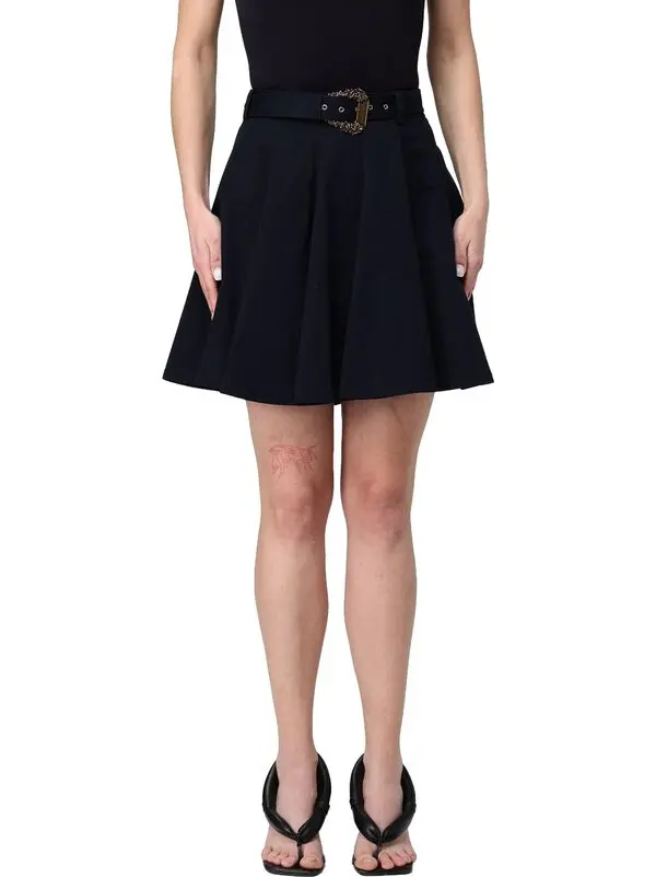 Versace Stretch Cotton Mini Skirt With Belt - Black