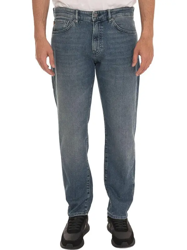 BOSS Cotton Mid-rise Straight-fit Jeans - Denim