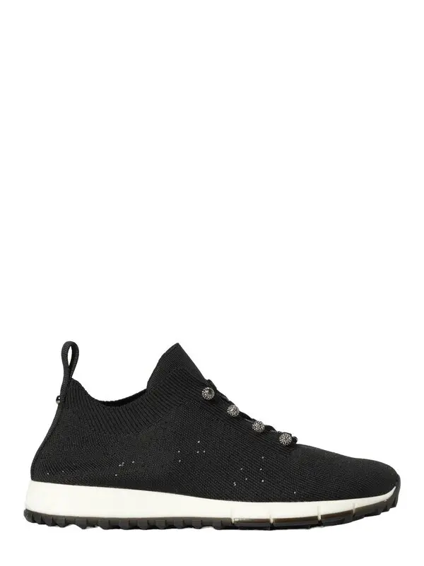 JIMMY CHOO Veles Embroidered Sequined Stretch Jersey Sneakers - Black