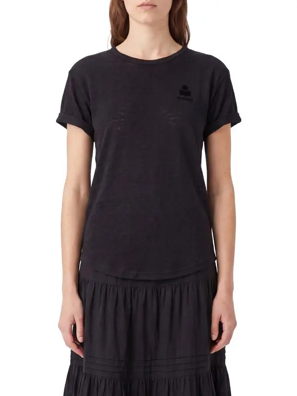 Isabel Marant Étoile Linen T-shirt With Logo - Black