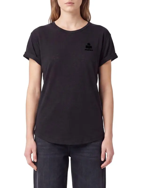 Isabel Marant Étoile Linen T-shirt With Logo - Black