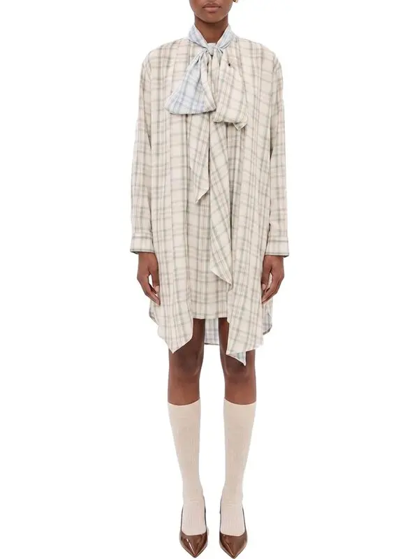 Acne Studios Checked Viscose Shirt Dress - Green