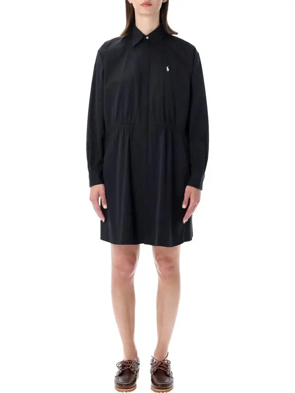 Polo Ralph Lauren And White Cotton Chemisier Dress - Black