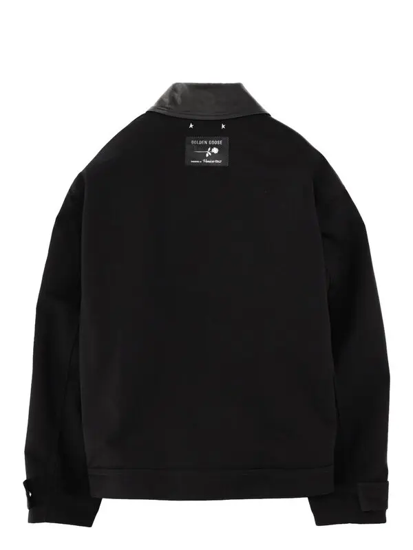 GOLDEN GOOSE Collared Leather Trim Jacket - Black