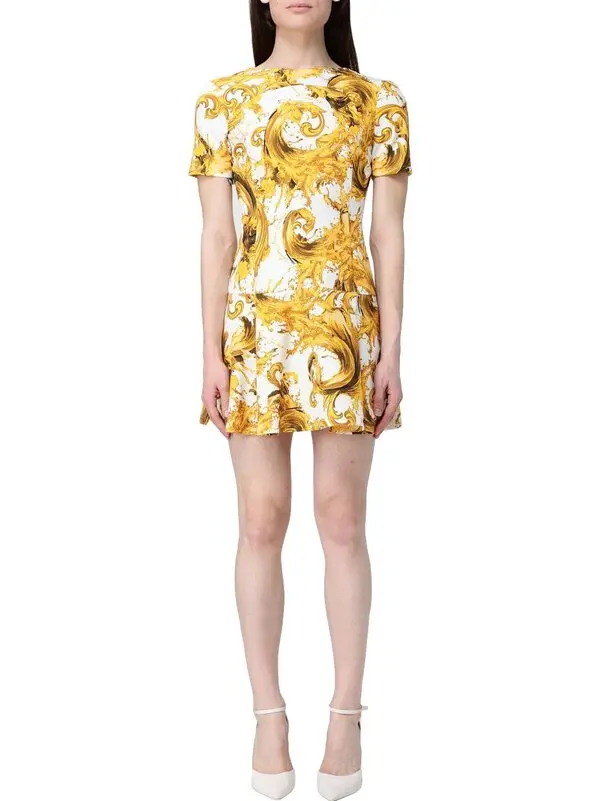 Versace Abstract Baroque Print Stretch Jersey Mini Dress - White