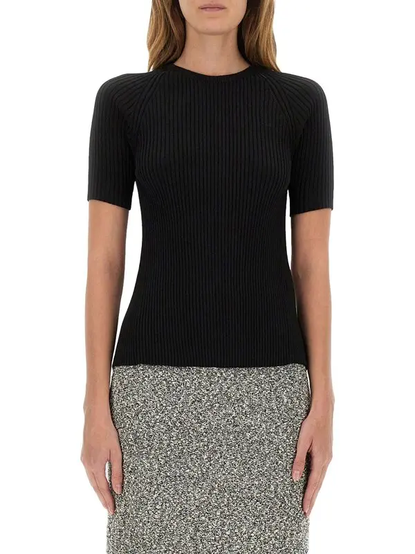 Tory Burch Ribbed Knit Top - Black