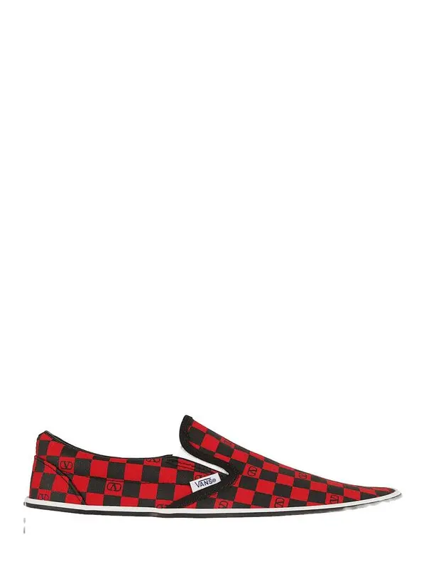VANS Valentino Garavani X Checkered Canvas Slip-on Sneakers - Black