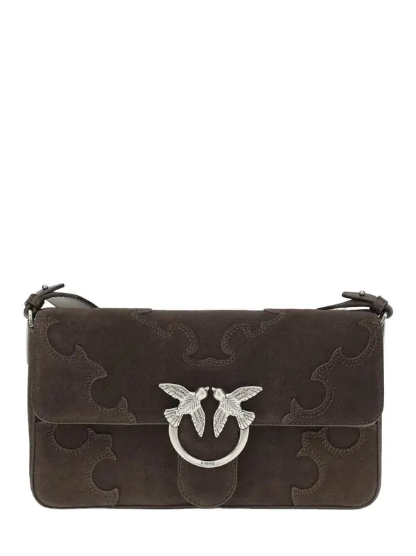 Pinko Love Bag One Slouchy Suede Bag - Coffee