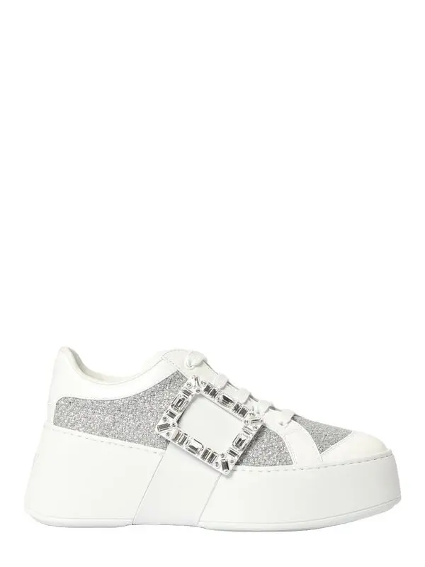 ROGER VIVIER Embellished Glitter Sneakers - White