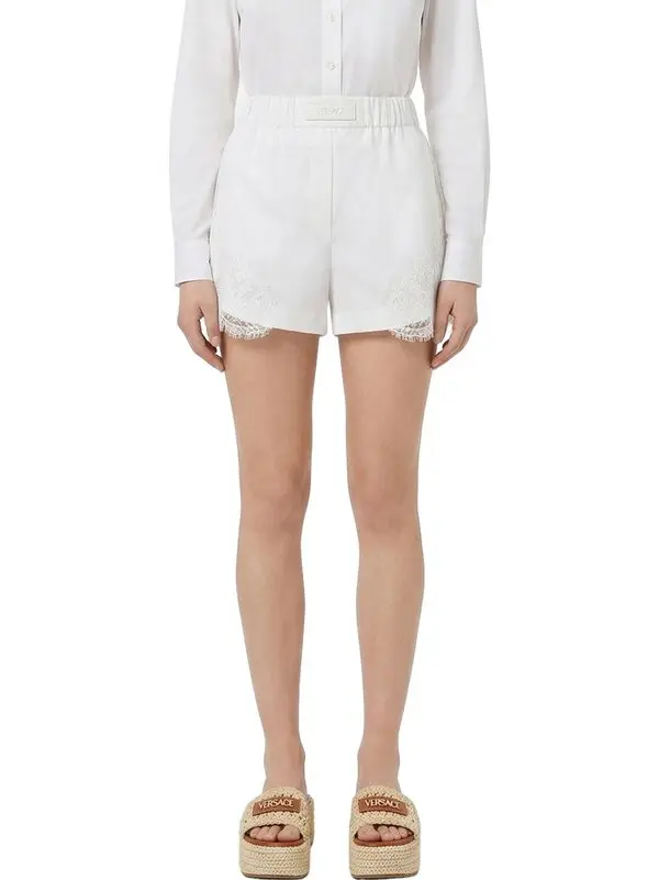 Versace Cotton Lace Jogging Shorts - White