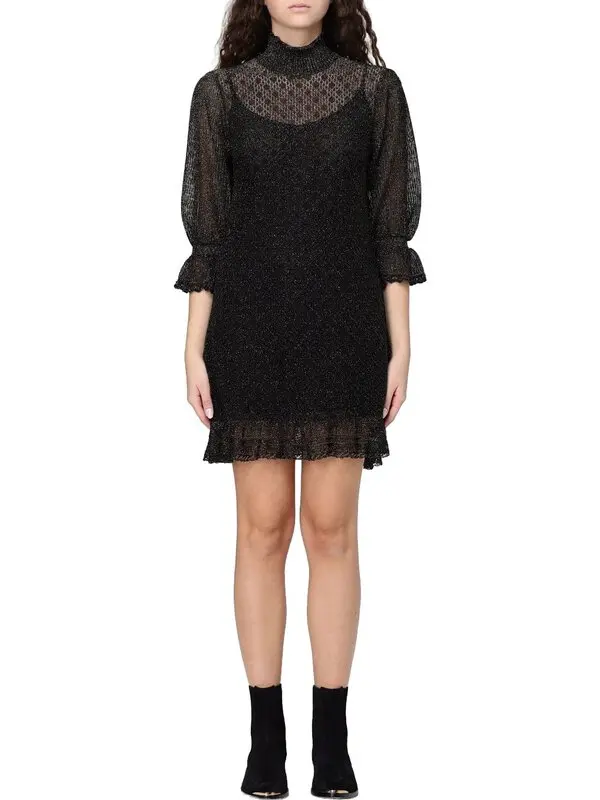 Chloé High Neck Ruffled Dress - Black