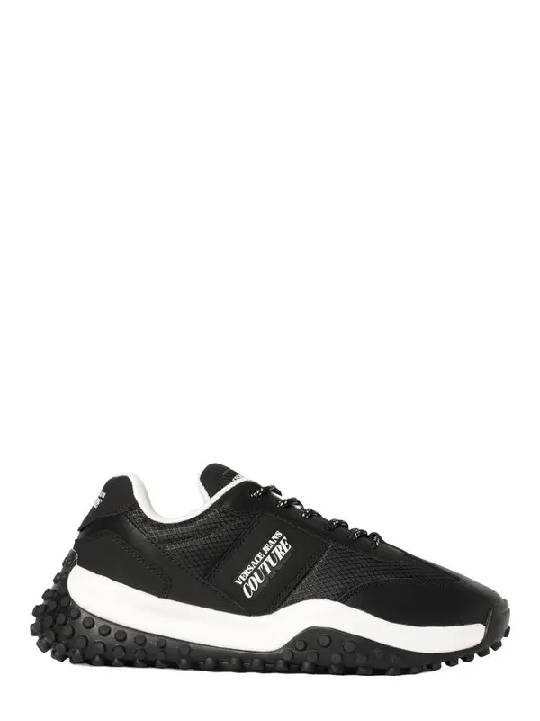 Versace Leather And Nylon Low Top Sneakers - Black