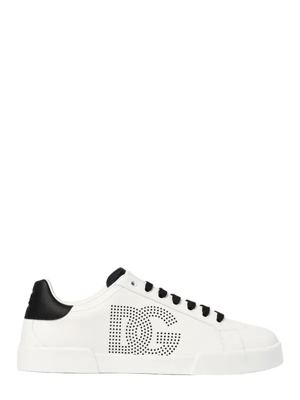 Dolce & Gabbana Perforated Logo Lace-up Sneakers - White