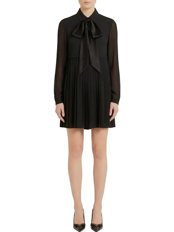 Versace Satin Crepe Shirt Dress - Black