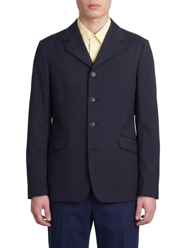 JIL SANDER Single-breasted Pure Virgin Wool Blazer With Classic Lapels And Flap Pockets - Blue