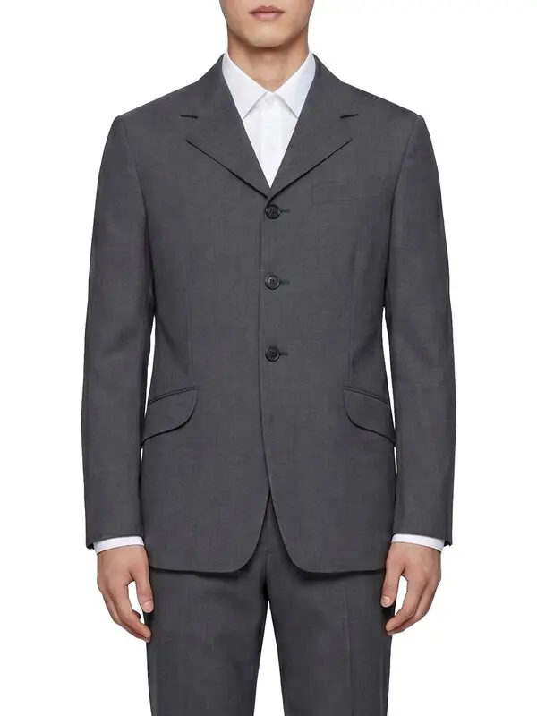 JIL SANDER Single-breasted Pure Virgin Wool Blazer With Classic Lapels And Flap Pockets - Grey