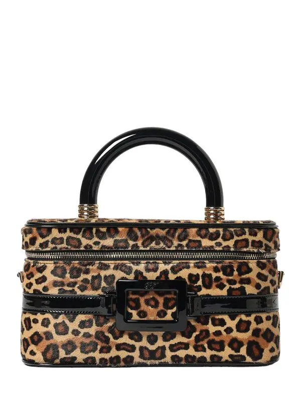 ROGER VIVIER Leopard Print Vanity Case Bag - Natural