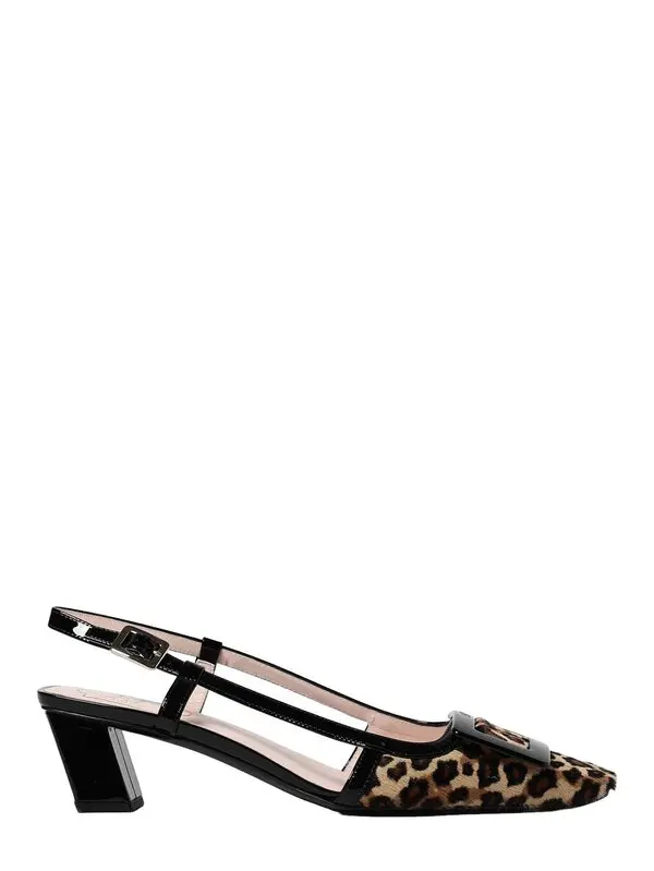 ROGER VIVIER Slingback Heels With Buckle Detailing - Natural