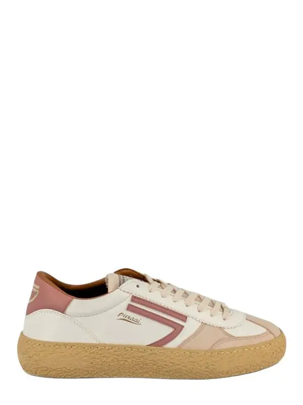 PURAAI 1.01 Vintage Vegan Leather Sneakers With Applied Logo - Bianco 3