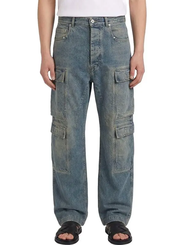 Rick Owens Denim Cargo Jeans - Blue
